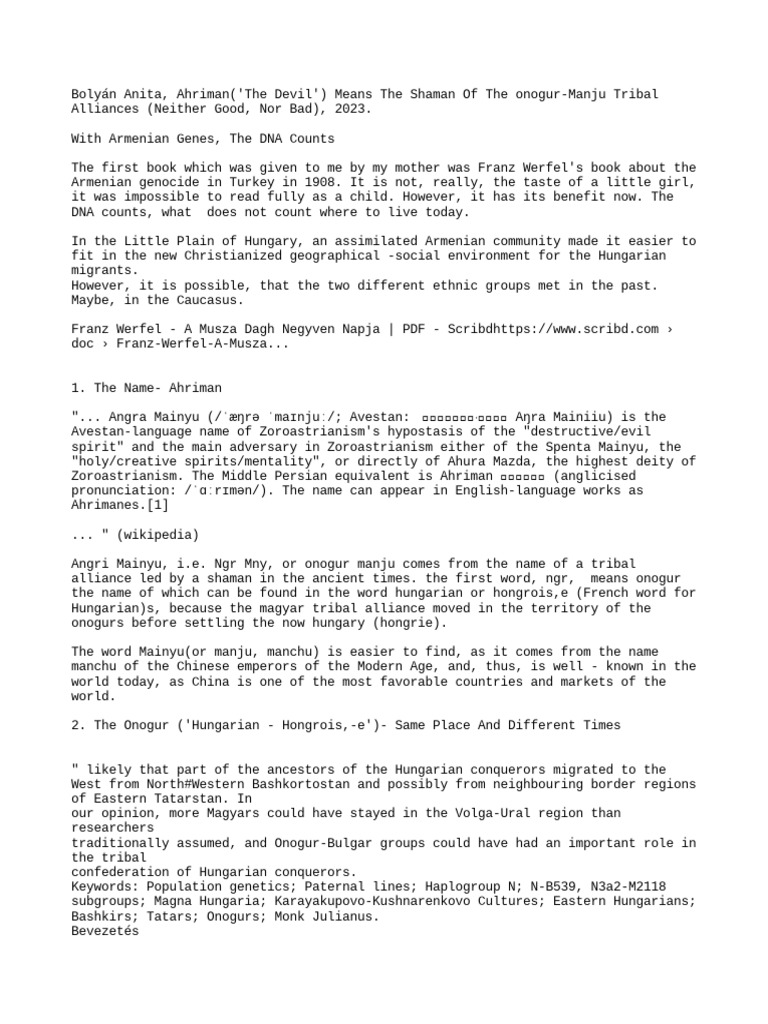 Bolyán Anita, Ahriman ('The Devil') Means The Shaman of The Onogur ...