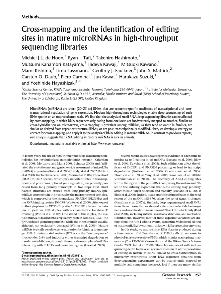 Cross-Mapping MicroRNA Identification | PDF | Micro Rna | Gene Expression