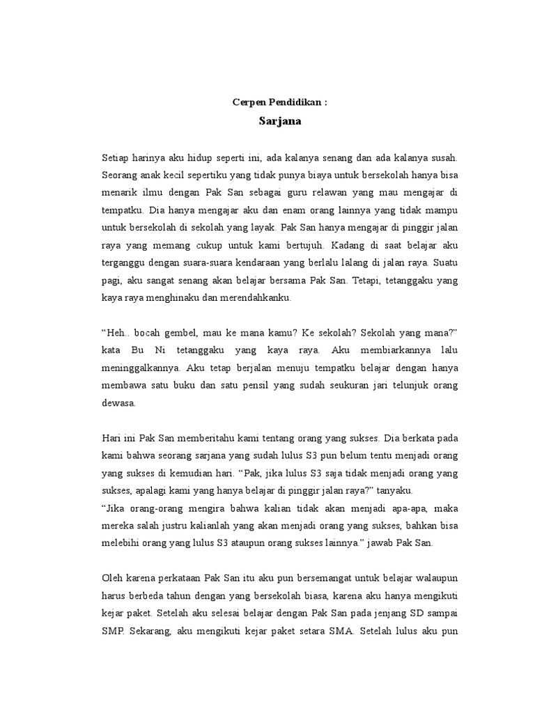 Cerpen Pendidikan 3 | PDF | Pengembangan Diri