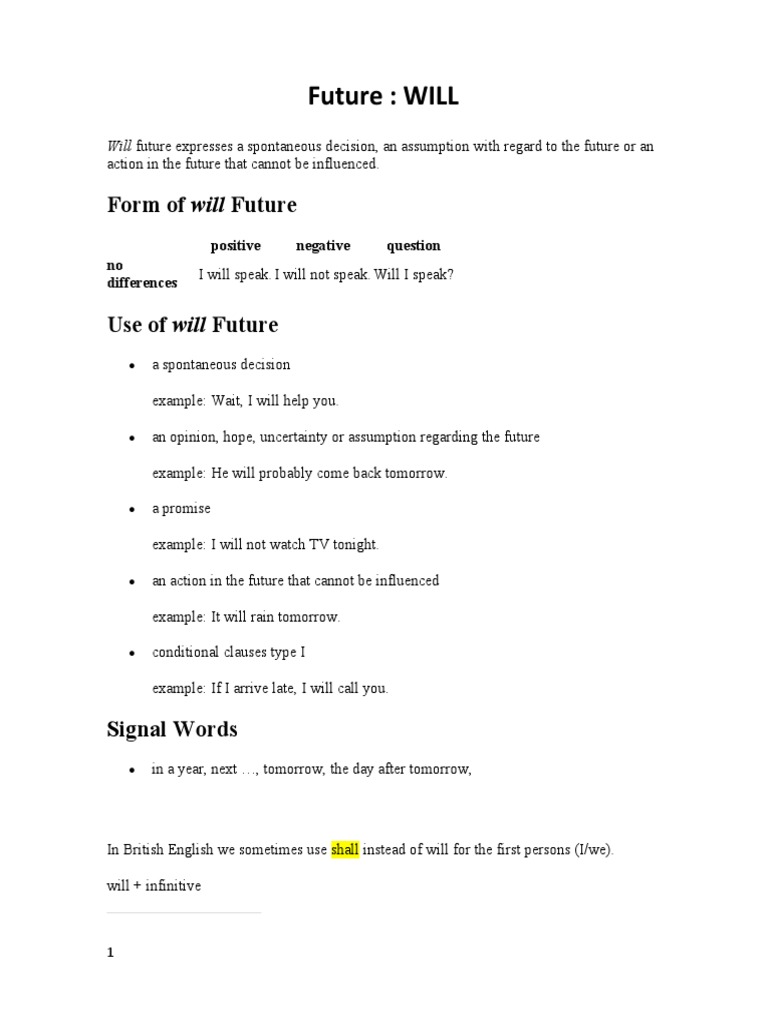 Future Will & Going To | PDF | Grammar | Linguistics