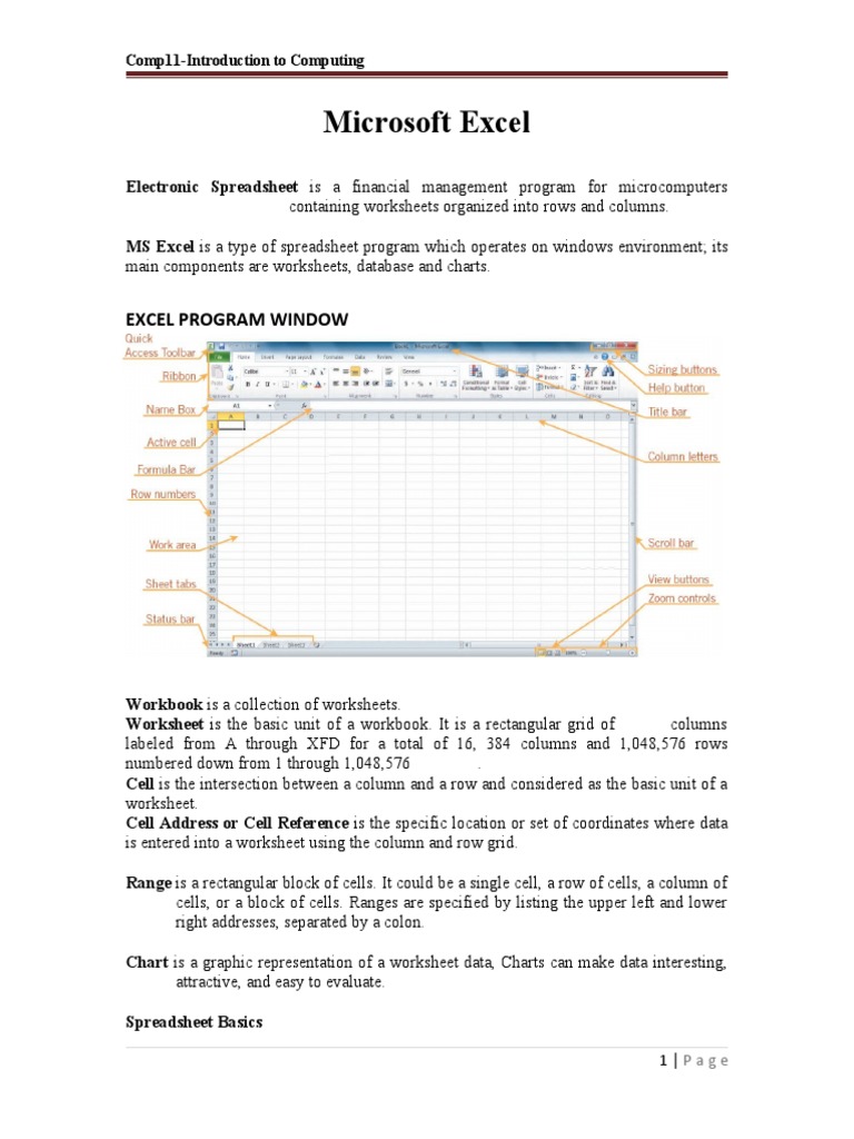 Excel Handout Pdf Microsoft Excel Spreadsheet