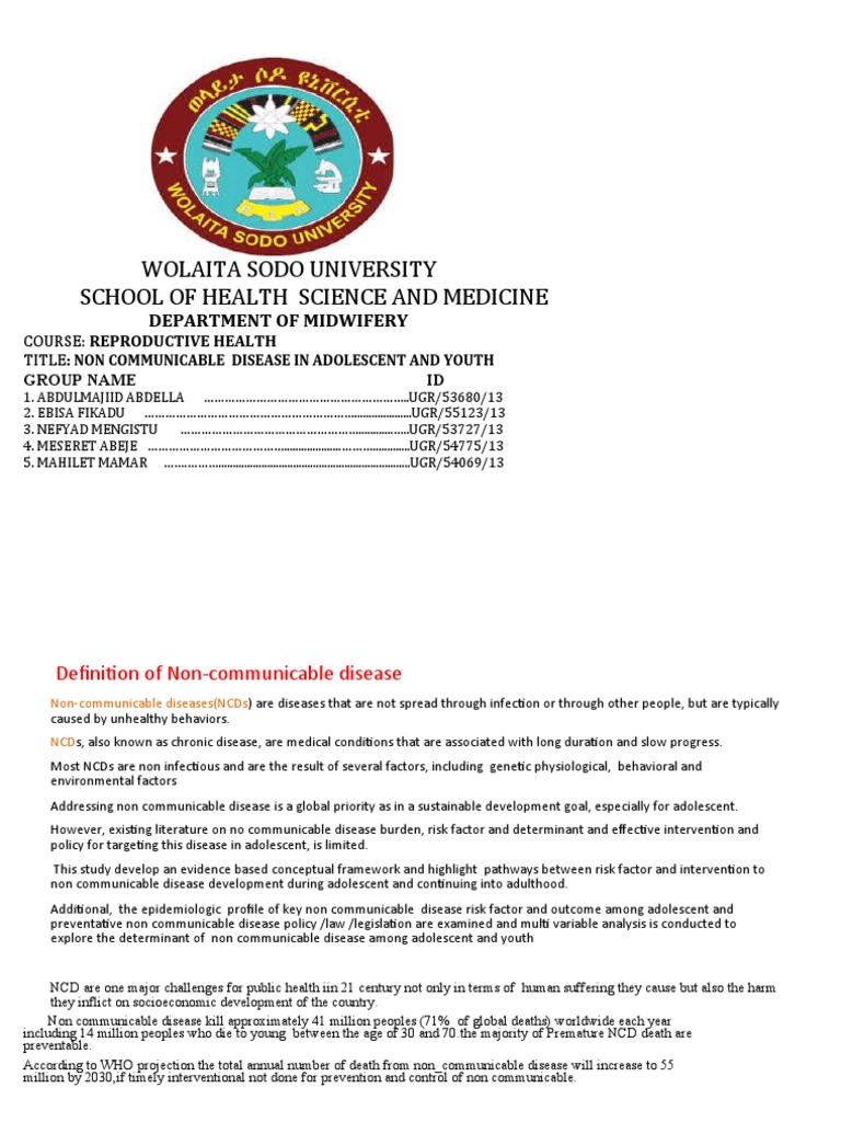 Non Communicable Disease (NCD) in Adolescent and Youth | PDF | Non ...