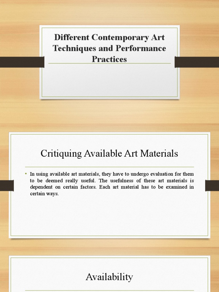 Different Contemporary Art Techniques Critiquing Available Materials | PDF