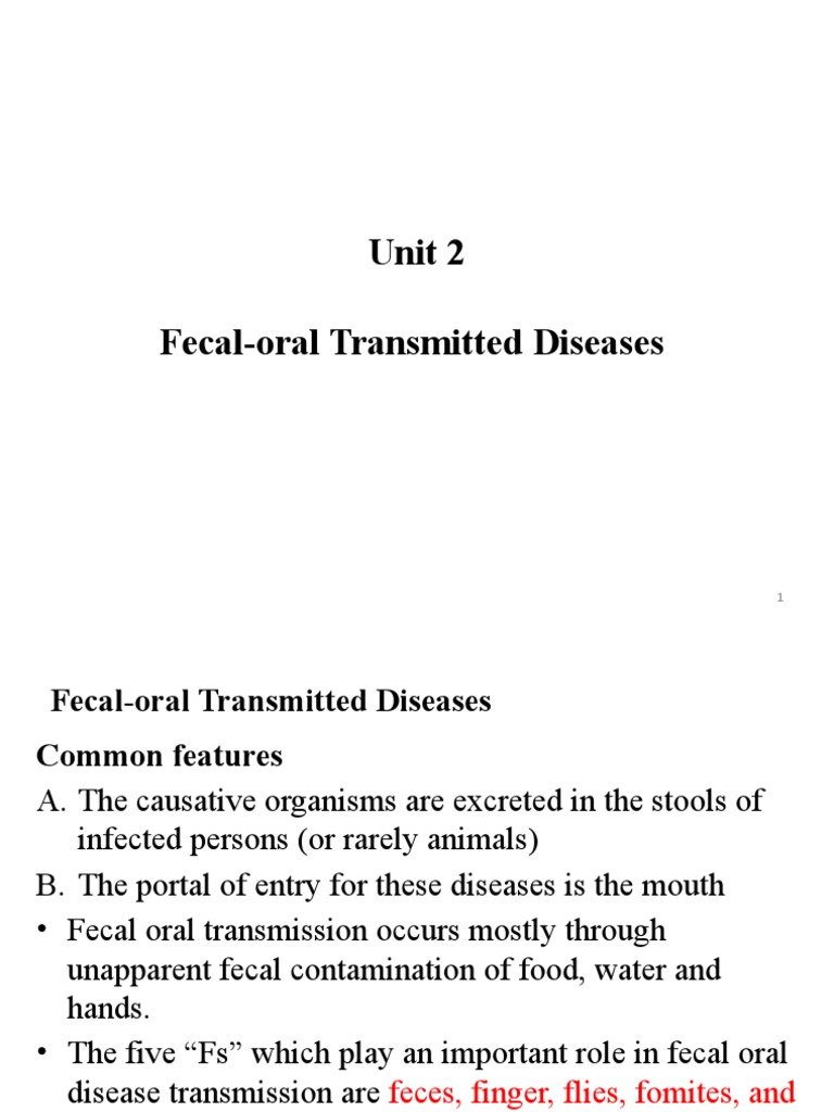 Unit 2 - Fecal Oral Transmitted Diseases | PDF | Infection | Diarrhea