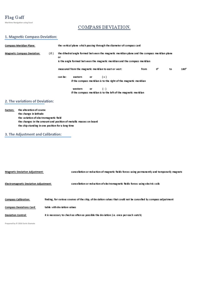 Compass Deviation. Conversion of Bearings v1.0 | PDF | Compass | Electromagnetism