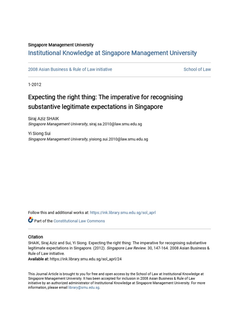 Recognising Substantive Legitimate Expectations | PDF | Separation Of ...