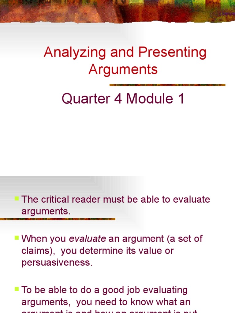q4 m1 Argument | PDF | Argument | Inductive Reasoning