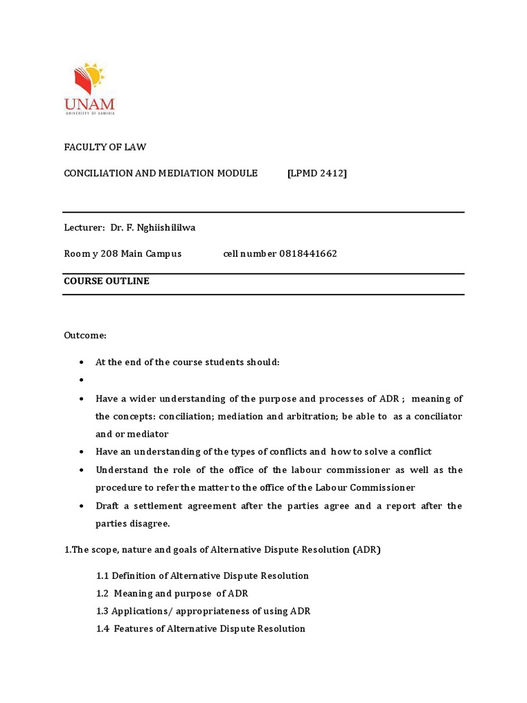 ADR: Conciliation & Mediation Module | PDF