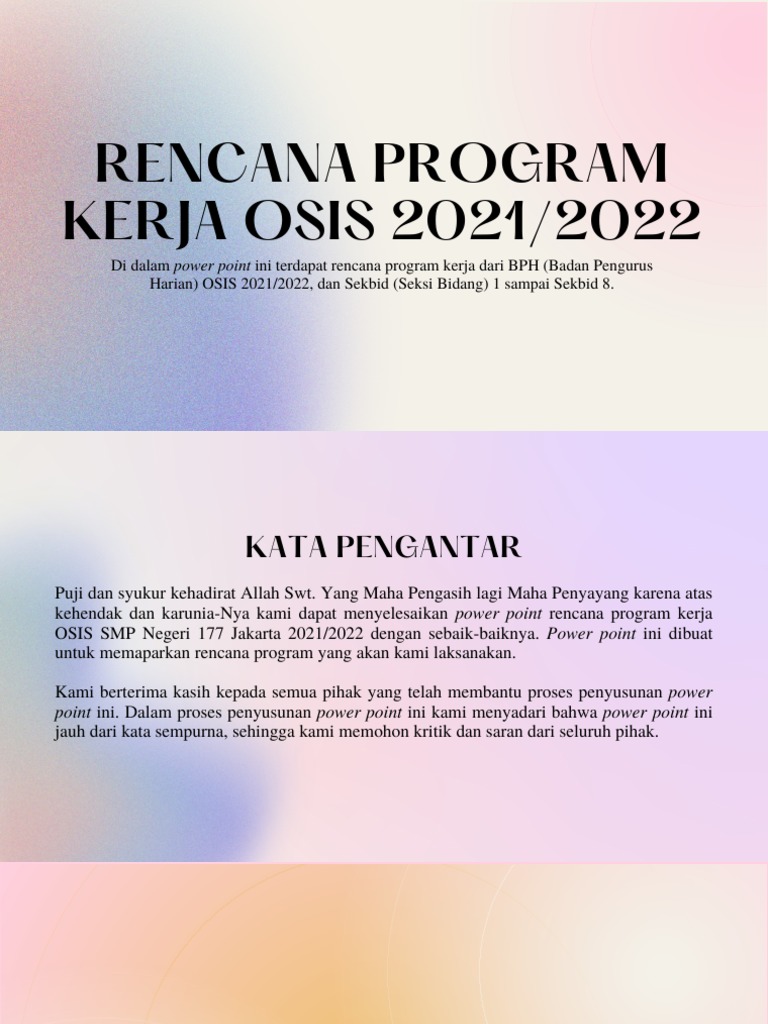 Rencana Program Kerja Osis 20212022 | PDF