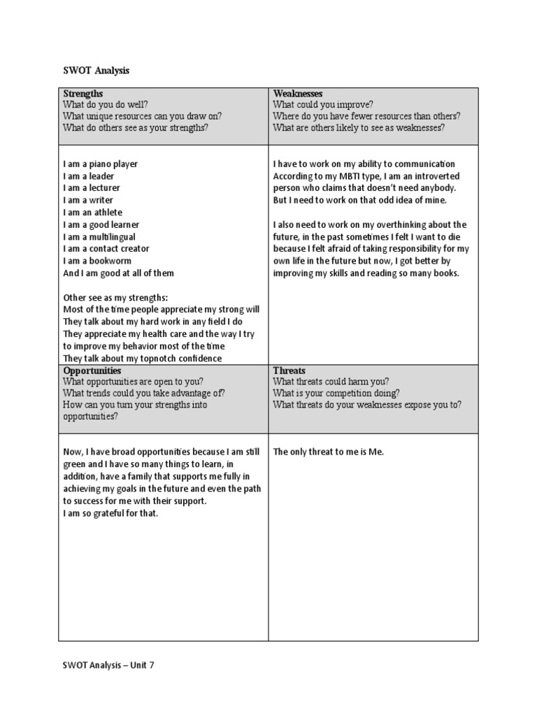 Swot Analysis Worksheet Pdf Swot Analysis Reason 