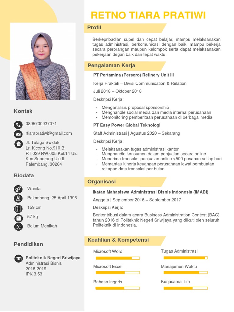 CV - Retno Tiara Pratiwi | PDF