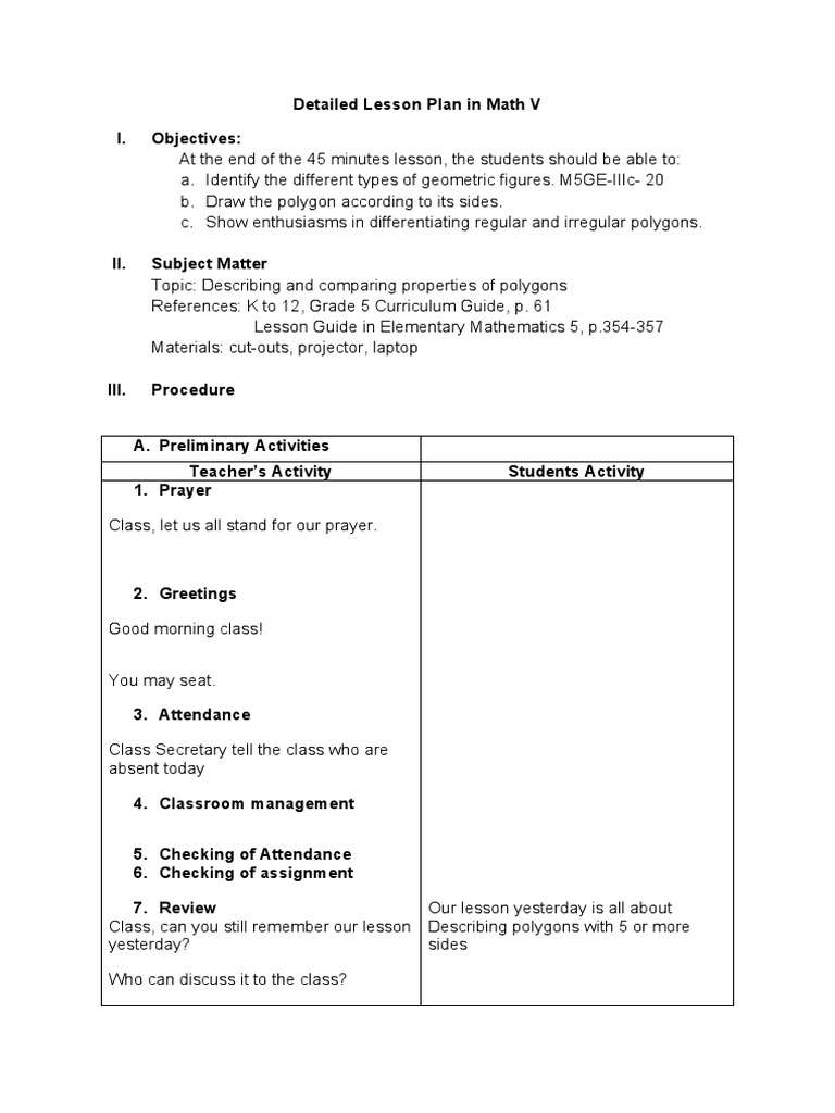Polygons: Lesson Plan for Grades 5-8 | PDF | Polygon | Shape