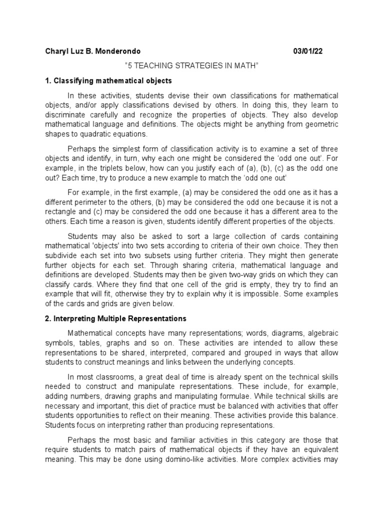 5 Effective Math Teaching Strategies | PDF | Numbers | Mathematics