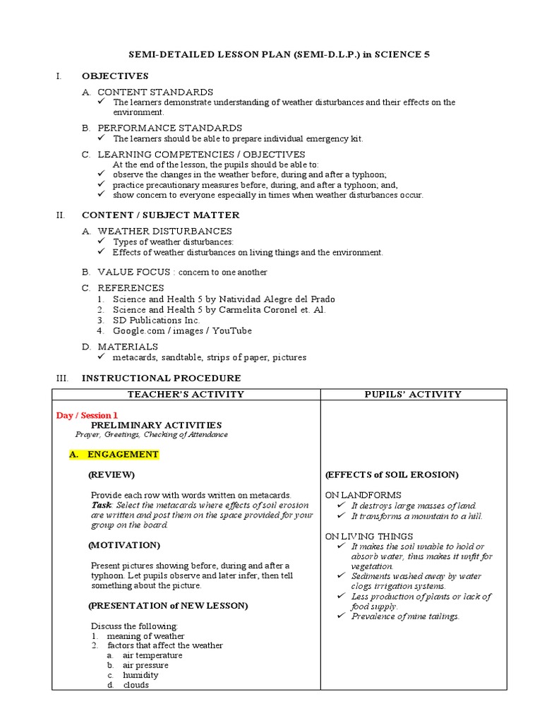 Detailed Lesson Plan in Science 5 | PDF | Tropical Cyclones | Wound