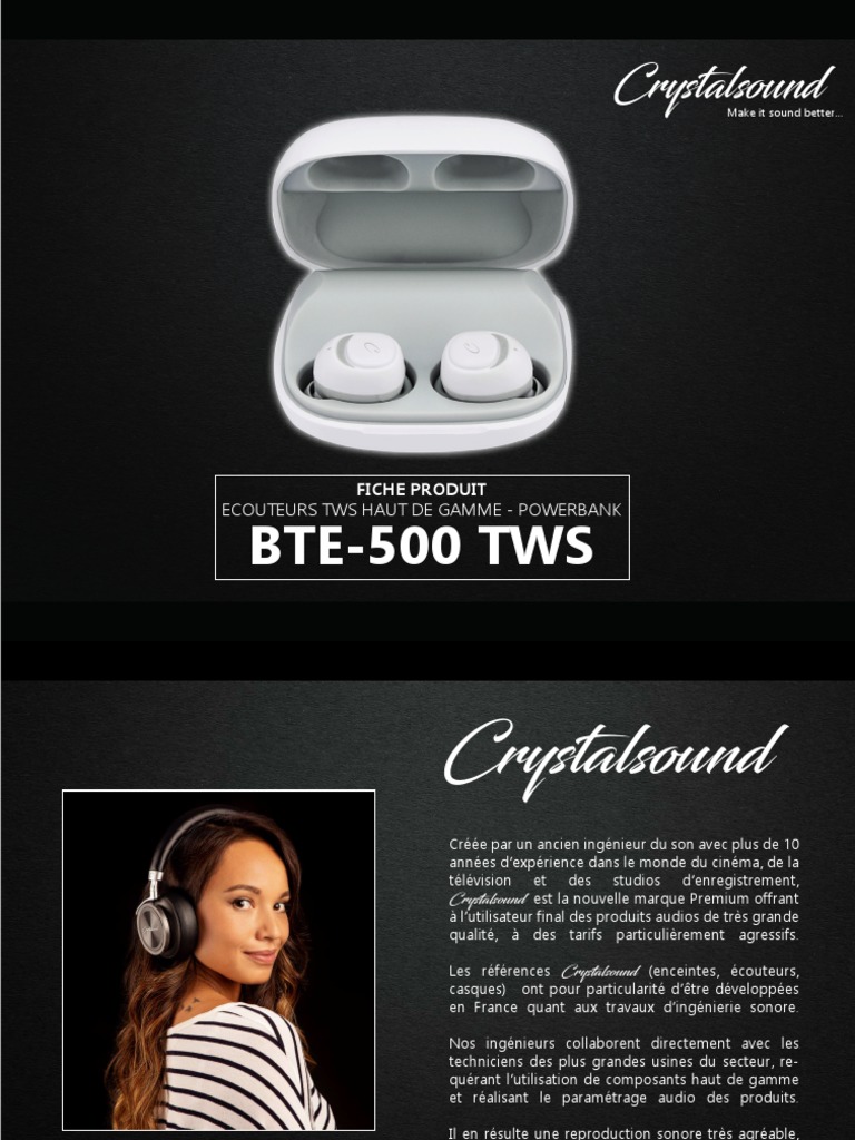 Fiche Produit Bte 500 Tws LR | PDF | Casque audio | Informatique