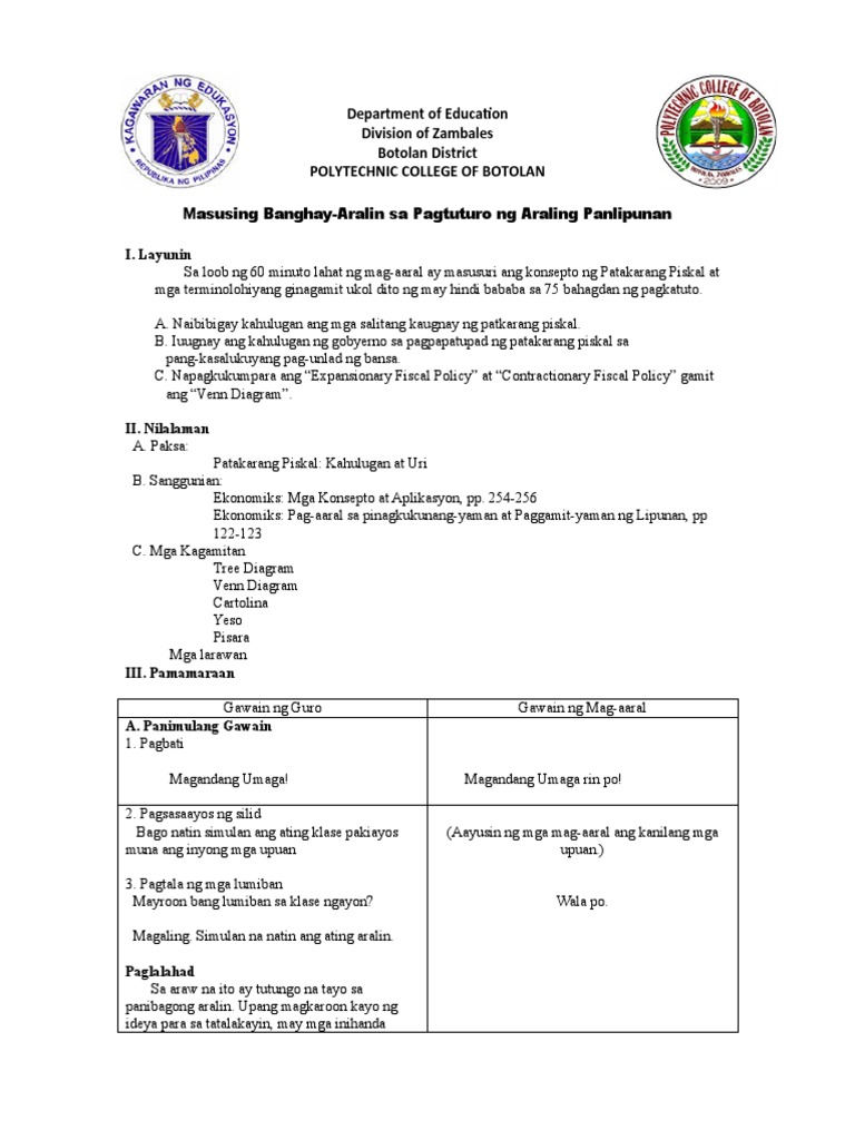 Masusing Banghay | PDF