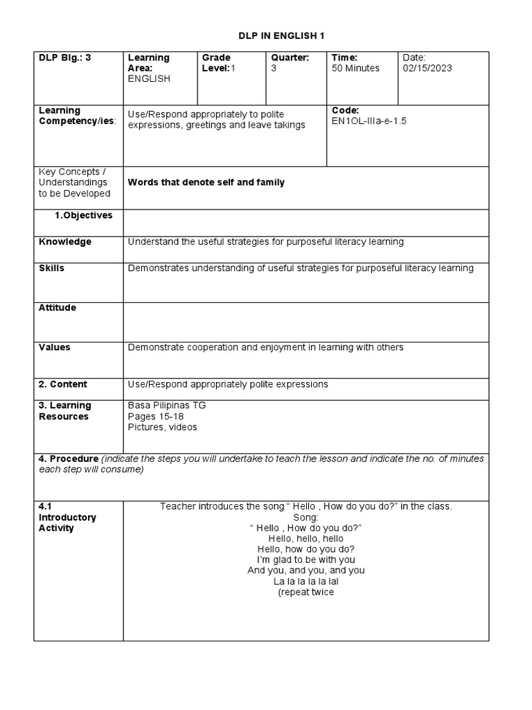 Teaching Polite Expressions in English 1 | PDF | Learning | Teachers