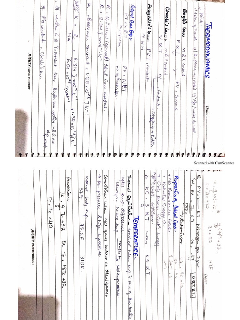 Mdcat Thermodynamics Notes (Short) | PDF