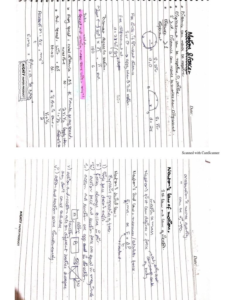 Mdcat Physics Notes Force and Motion | PDF