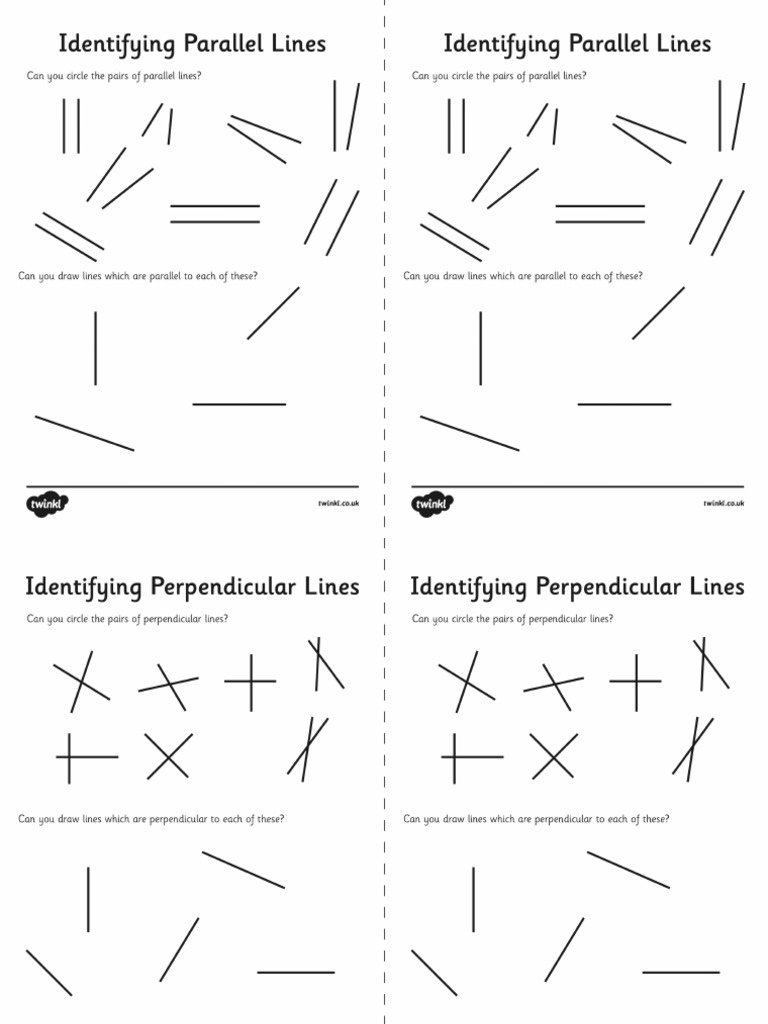 T2 M 1396 Identifying Parallel and Perpendicular Lines Activity Sheets ...