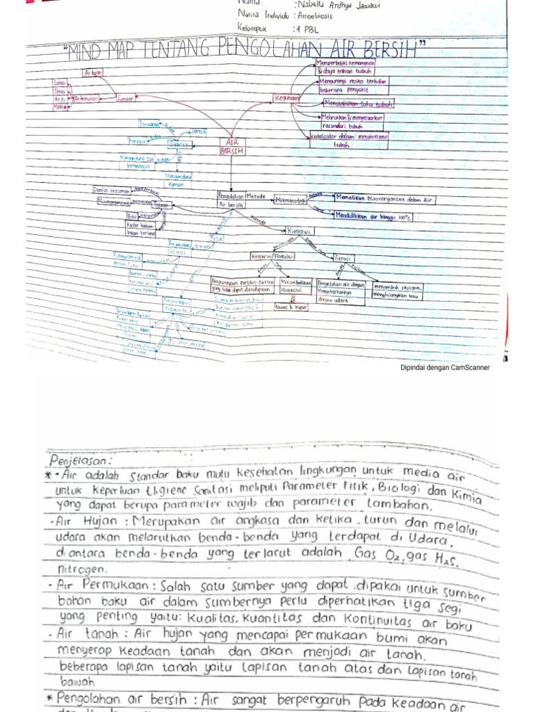 Mind Map Pengolahan Air Bersih - Nabella A J - Amoebiosis - PBL (Kel.4) | PDF