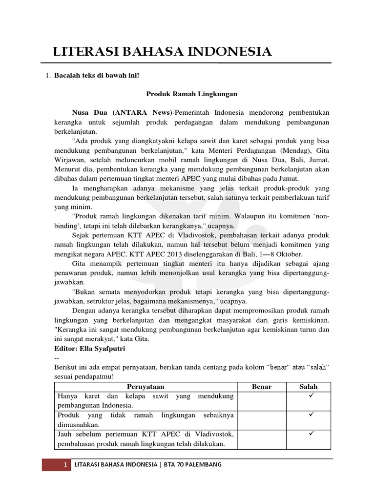 Literasi BHS Indo | PDF
