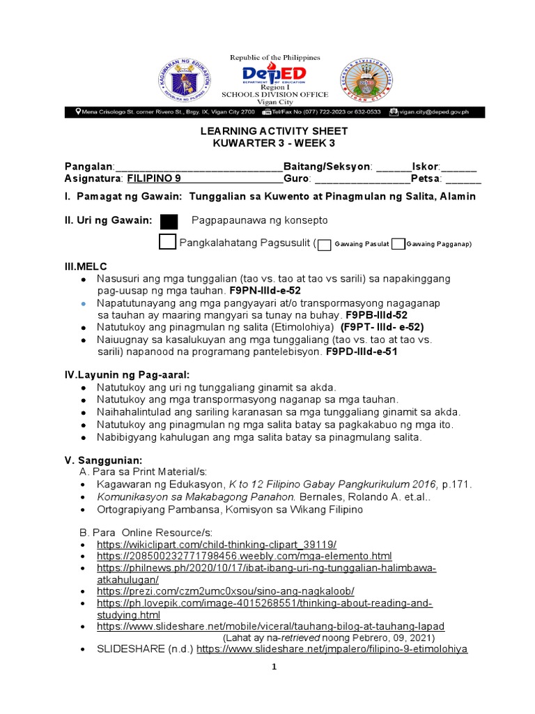 LC Las Fil 9 Week 3 Q3 | PDF