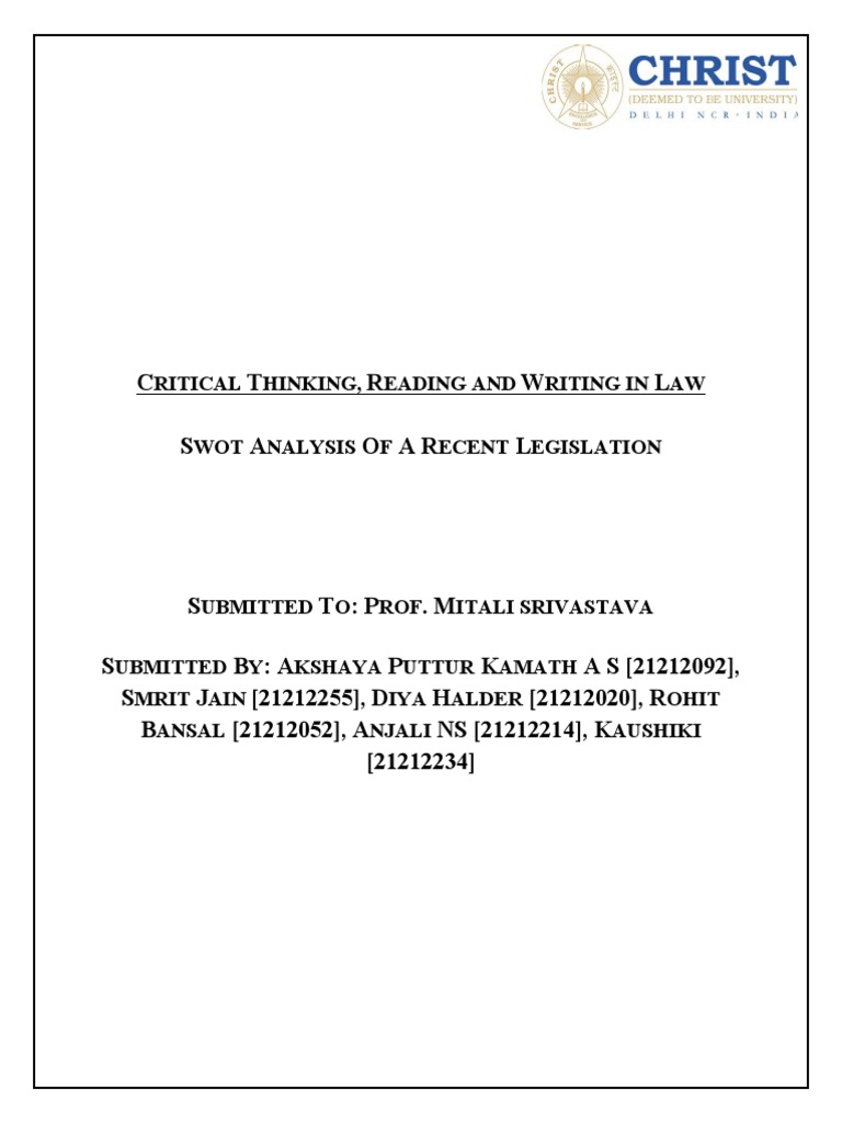 Swot Analysis of Personal Data Protection Bill, 2019 | PDF | Privacy | Data Swot Analysis of Personal Data Protection Bill, 2019 | PDF | Privacy | Data