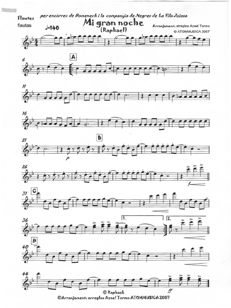 Mi Gran Noche Partituras | PDF