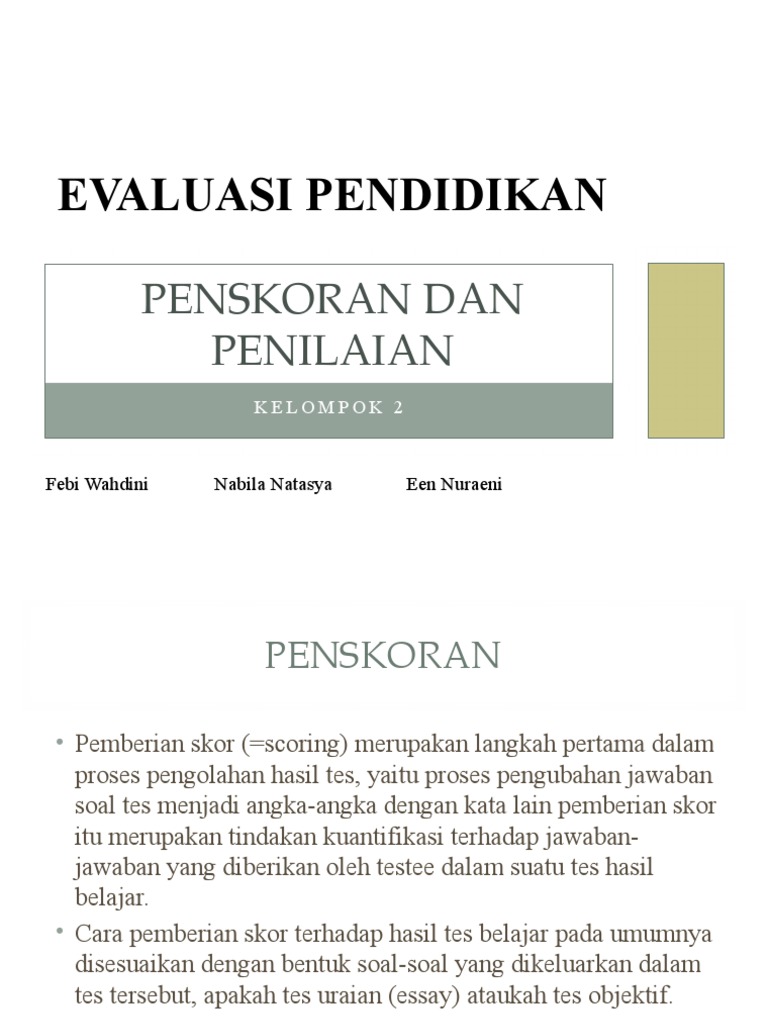 Penskoran Dan Penilaian PPT Kelompok 2 | PDF
