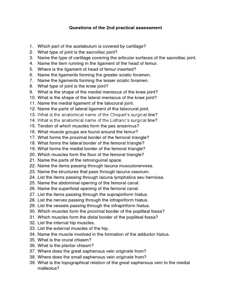 Theoretical Questions - Lower Limb | PDF | Human Leg | Knee