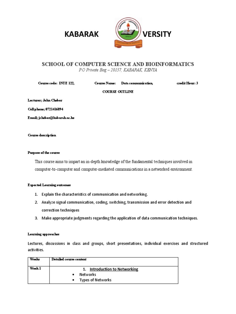 Data Communication Course Outline | PDF | Modulation | Multiplexing