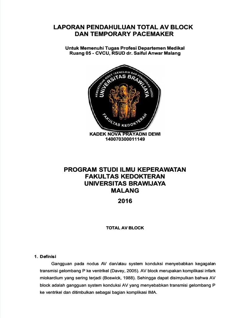 PDF Laporan Pendahuluan Total Av Block Compress | PDF