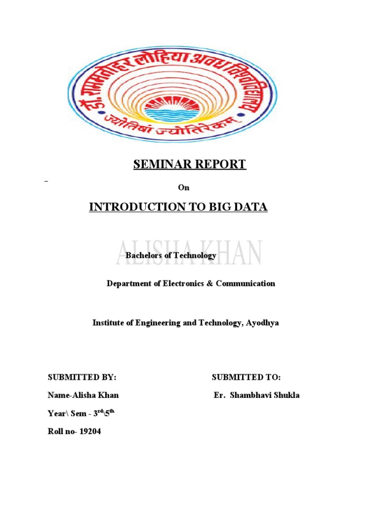 Seminar Report Alisha | PDF | Apache Hadoop | Big Data