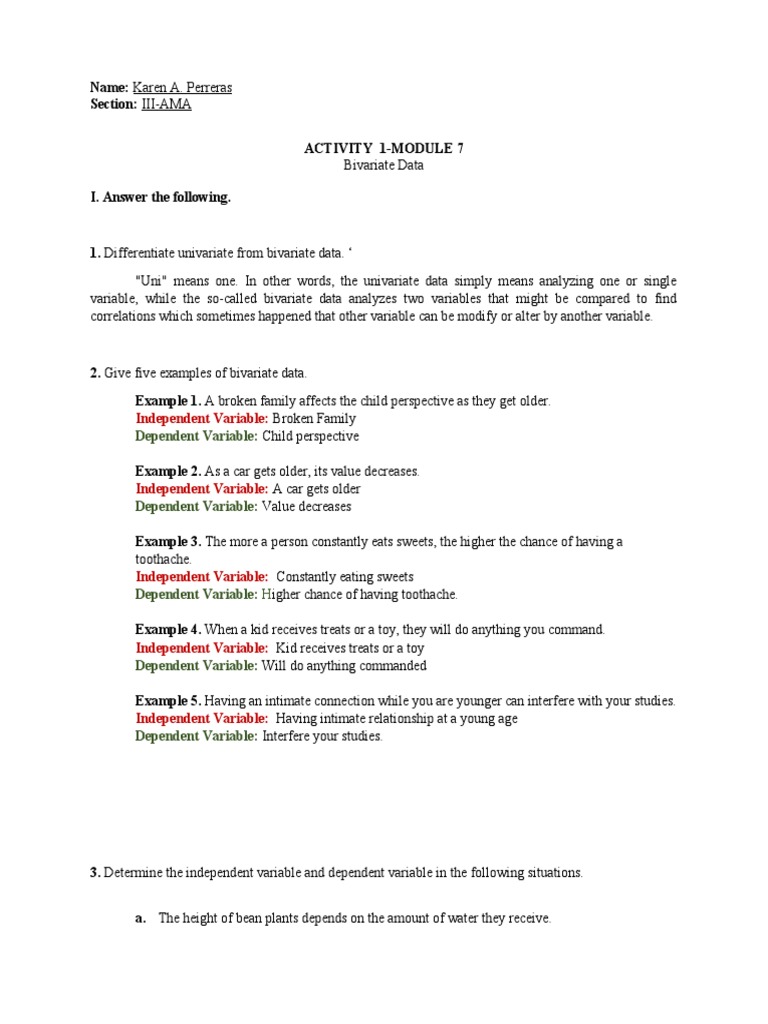 PERRERAS, Karen A. (Activity 1-Module 7) | PDF | Dependent And Independent Variables | Variable ...