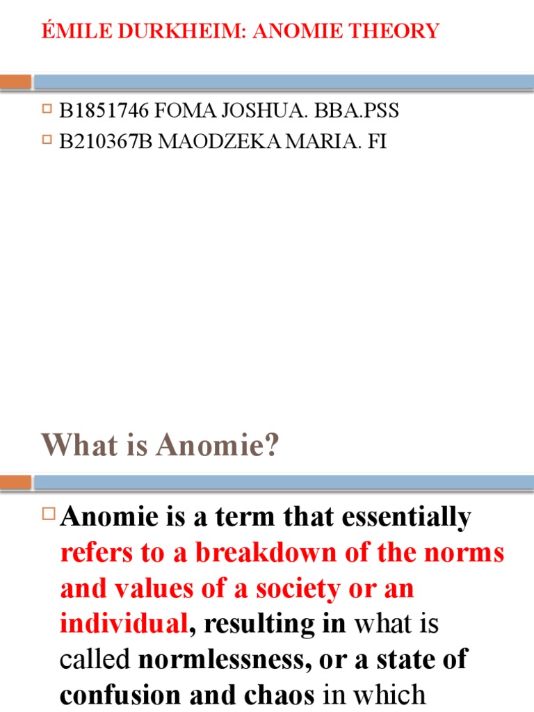 SOCIOLOGICAL THEORIES - Anomie Theory | PDF | Crimes | Crime & Violence