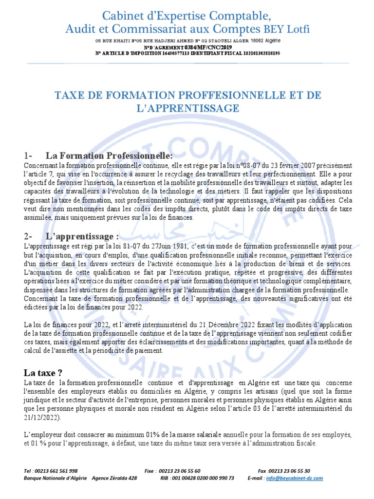 Taxe de Formation Et Apprentissage | PDF | Impôts | Salaires