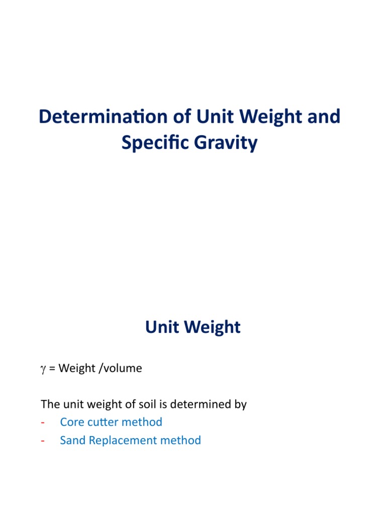 Unit Weight and Specific Gravity of Soil | PDF