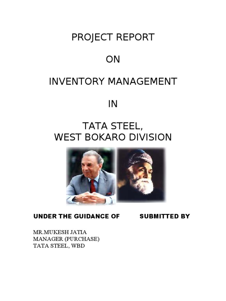 Project Report On TATA STEEL Inventory Managment | PDF | Inventory | Coal