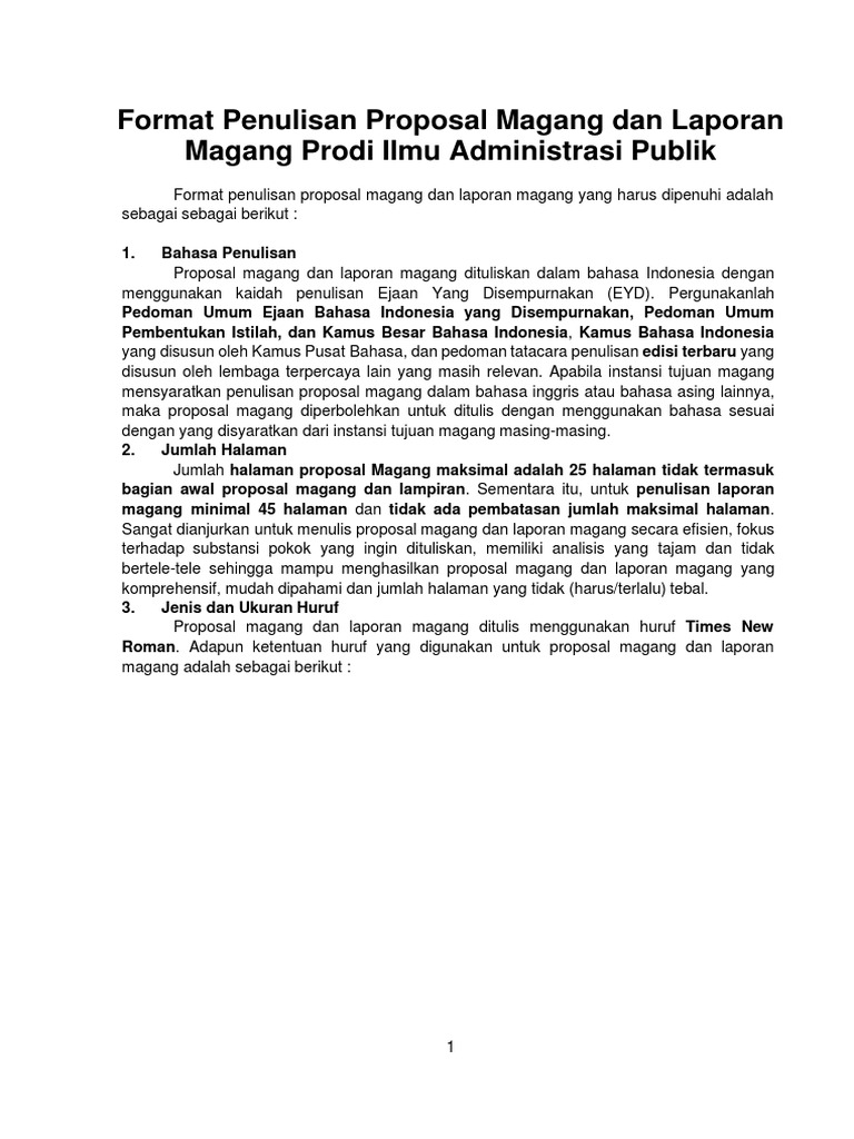 Format Penulisan Proposal-Laporan Magang | PDF