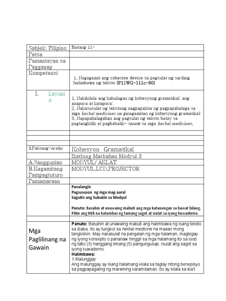Pagbasa at Pagsusuri FILIPINO 11 Q3 W3 | PDF