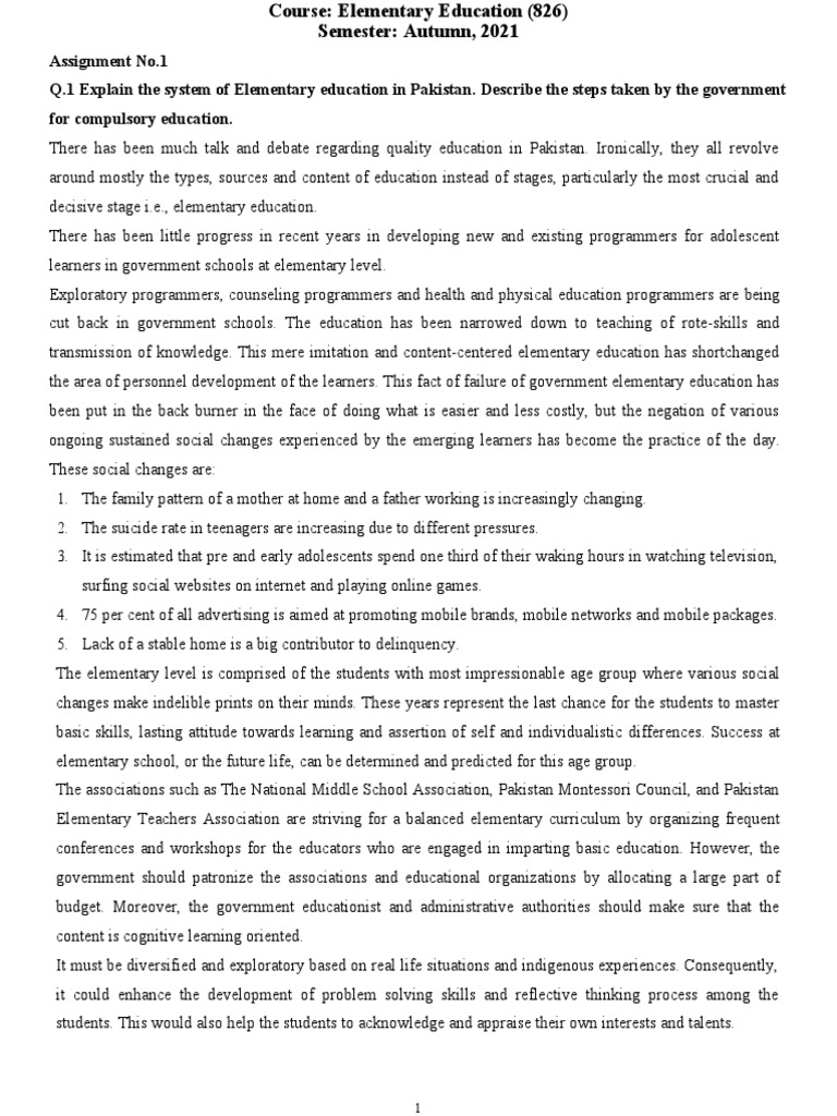 Aiou Autumn 2022 826-1 | PDF | Cognitive Development | Thought