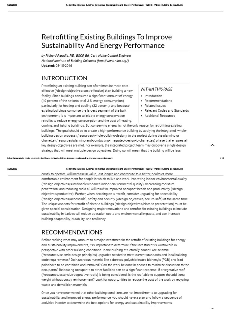 Retrofitting Existing Buildings To Improve Sustainability and Energy ...