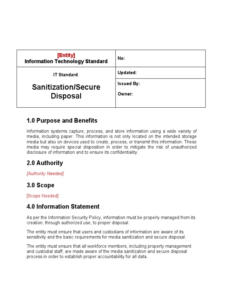 Sanitization Secure Disposal Standard | PDF | Information Security ...