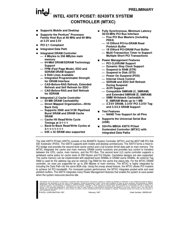 430TX | PDF | Dynamic Random Access Memory | Cpu Cache