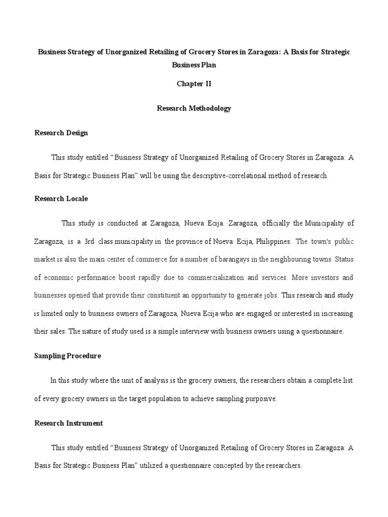 Business Strategy of Unorganized Retailing of Grocery Stores in ...