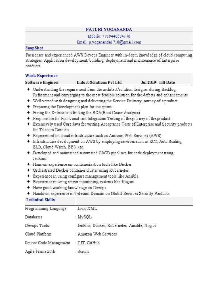 Yogananda Devops Resume | PDF | Cloud Computing | Amazon Web Services