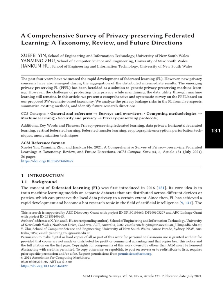A Comprehensive Survey of Privacy-Preserving Federated Learning A Taxonomy, Review, and Future ...