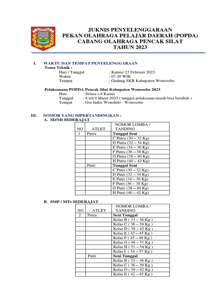 Juknis Popda Tahun 2023 | PDF