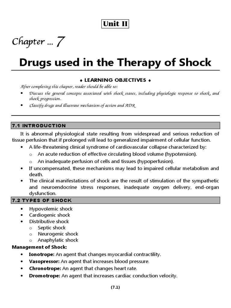 Drug Used in The Therapy of Shock. | PDF | Shock (Circulatory) | Heart